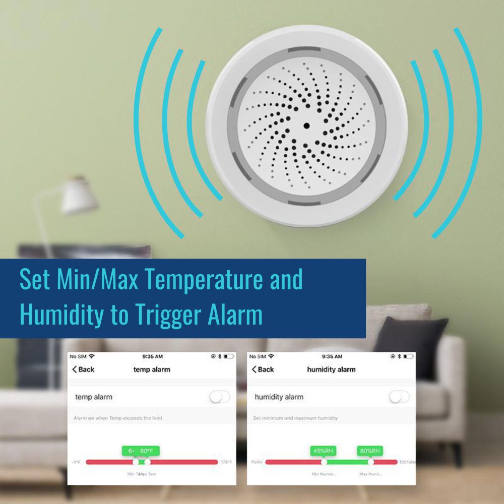 Siren Alarm with Temperature/Humidity Sensors - WiFi - Genie Automata