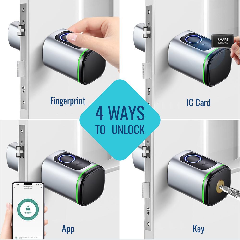 Smart Cylinder Door Lock - Fingerprint - Genie Automata