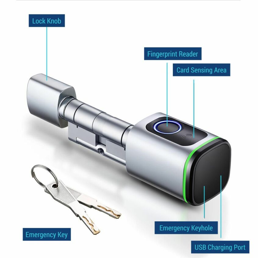 Smart Cylinder Door Lock - Fingerprint - Genie Automata
