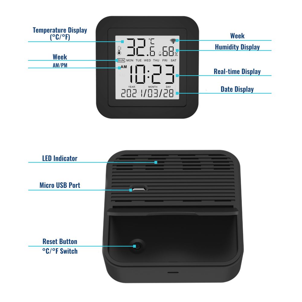 Temperature/Humidity Sensor with Display + IR - WiFi - Genie Automata